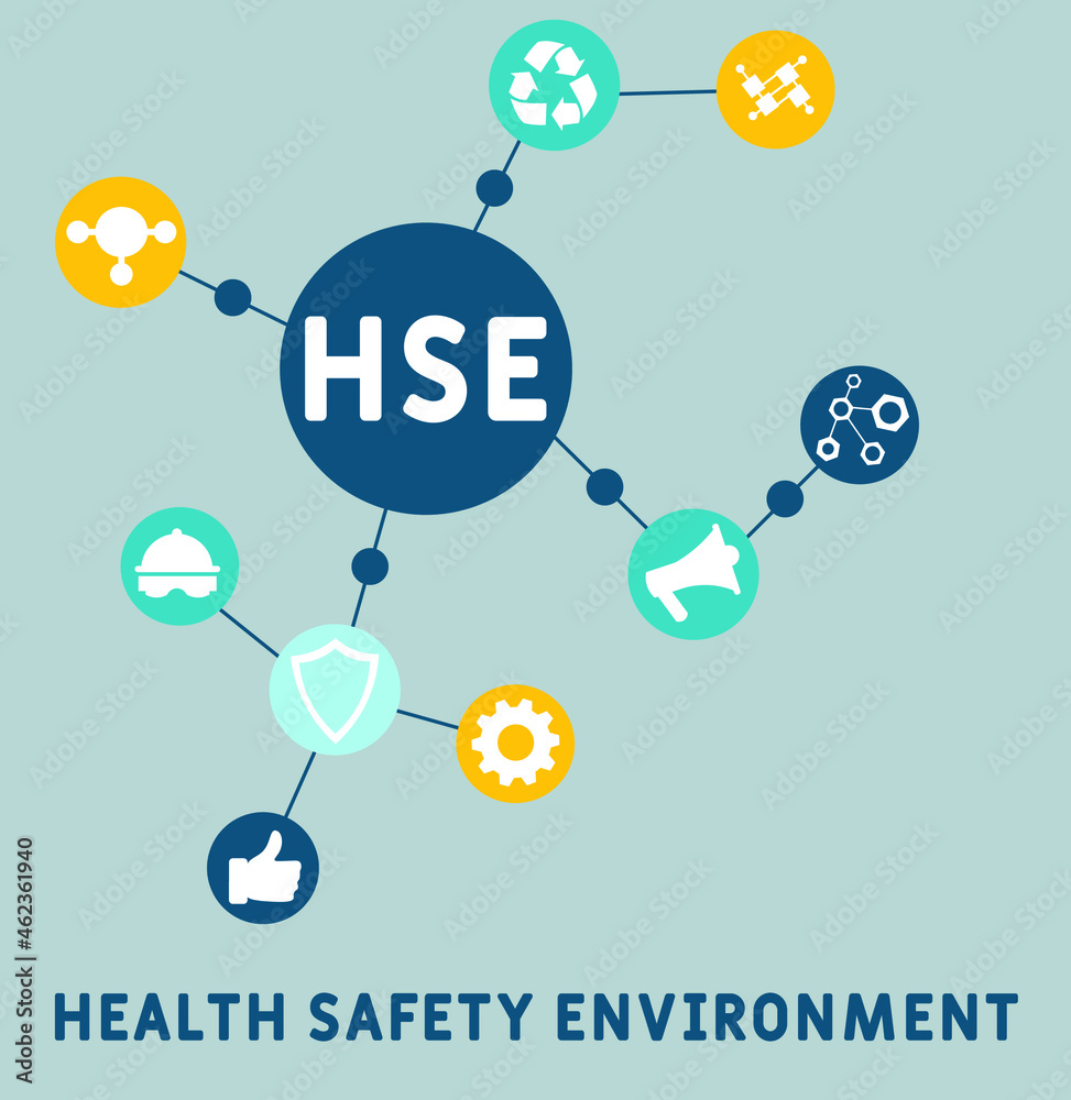 Vecteur Stock HSE - Health Safety Environment acronym. business concept ...