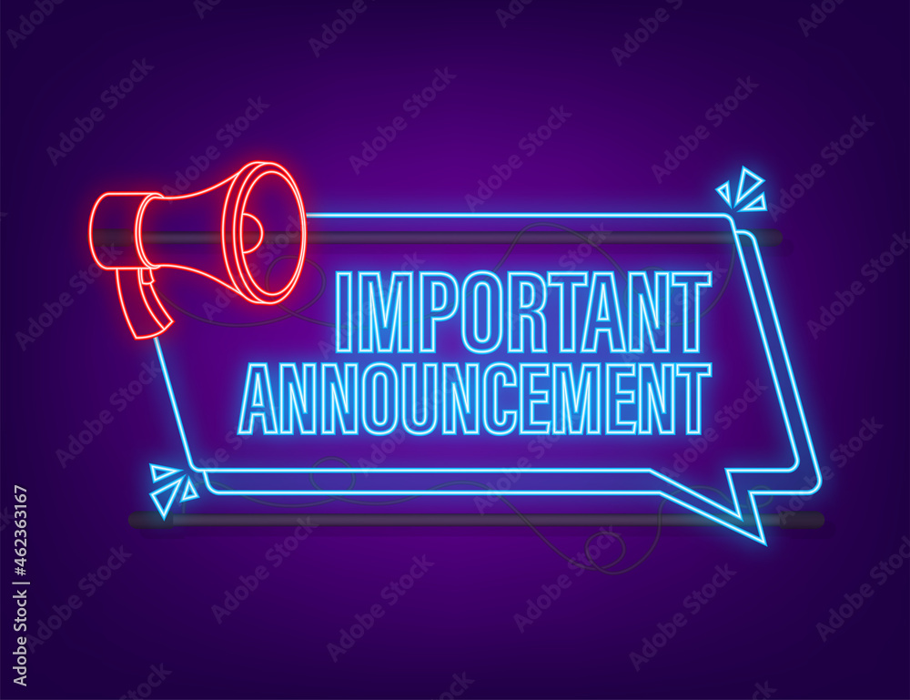 Banner with important announcement. Blue important announcement sign ...