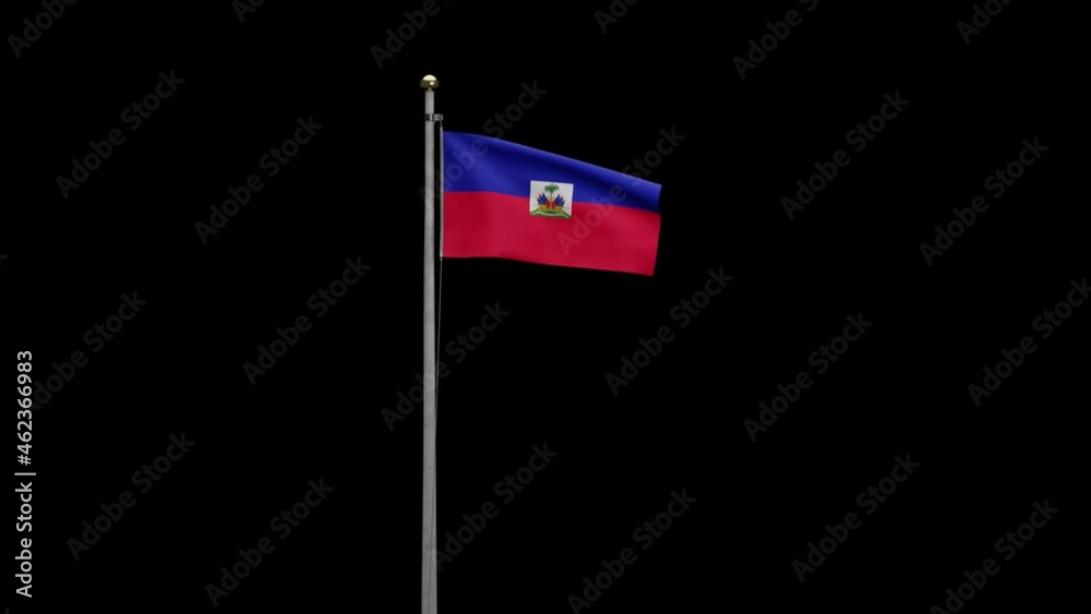 3D illustration Alpha Haitian flag waving on wind. Close up of Haiti ...