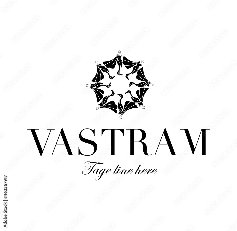 Vastram sarees brand logo. Vastram logo with women sarees figures ...