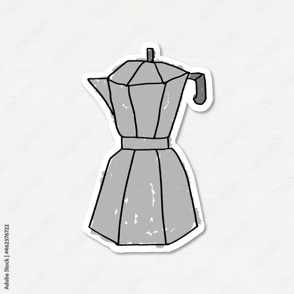 Moka pot doodle journal sticker vector Stock Vector | Adobe Stock