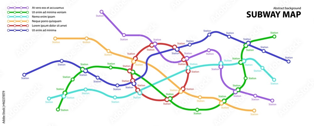 Subway map. Template of fictional town public transport scheme for ...