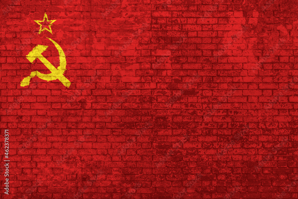 Wall of bricks painted with the Flag of the old Soviet Union, adopted ...