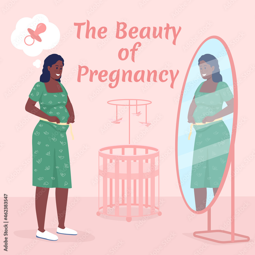 Maternity social media post mockup. Beauty of pregnancy phrase. Web ...