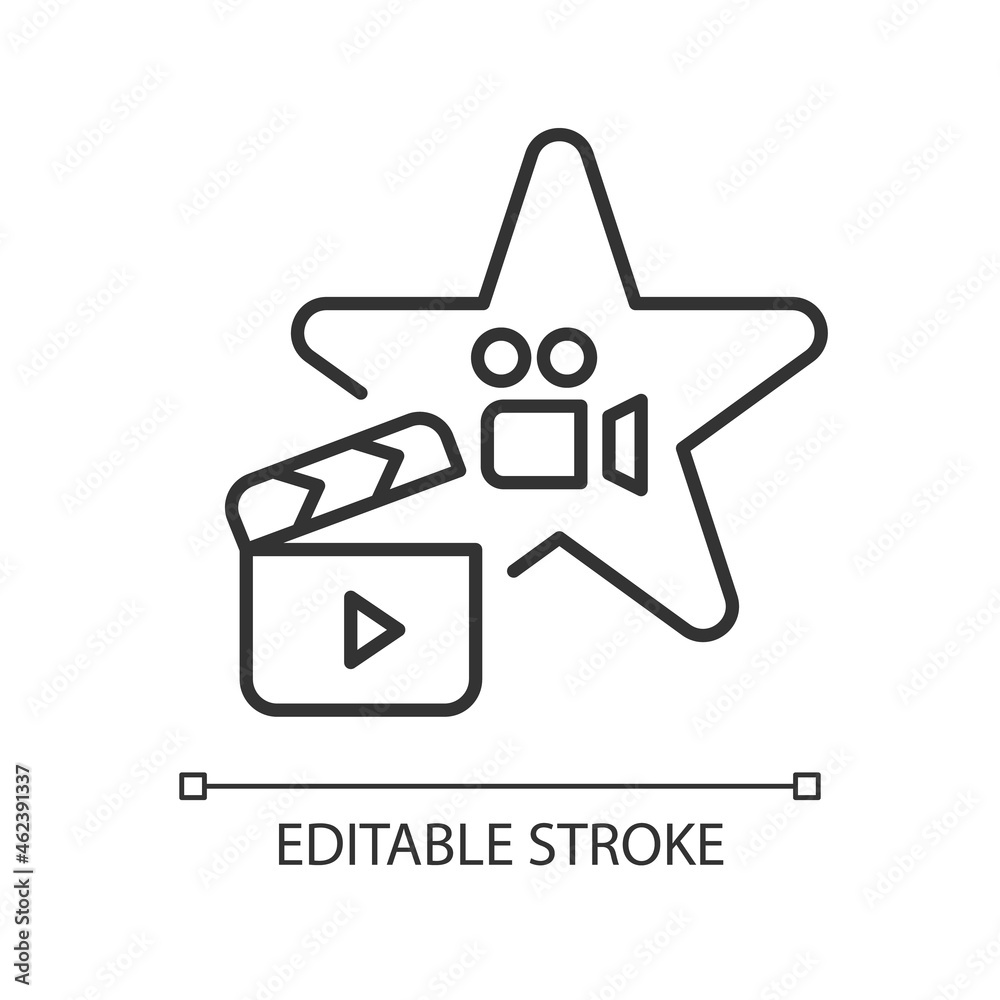 Actors talent linear icon. Gifted actress and actor. Theater rehearsal ...