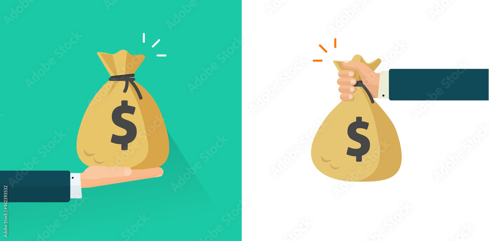 Man hand giving and holding money vector, business person arm receiving ...