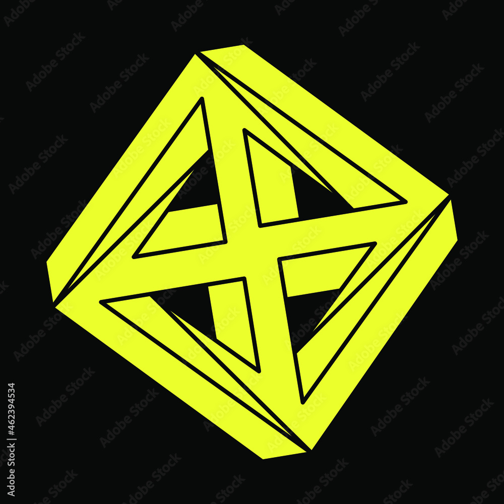 Impossible cube. Line design. Impossible shapes. Optical illusion ...