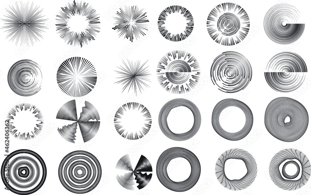 Mega set of lines in Circle Form . Spiral Vector Illustration .Big ...