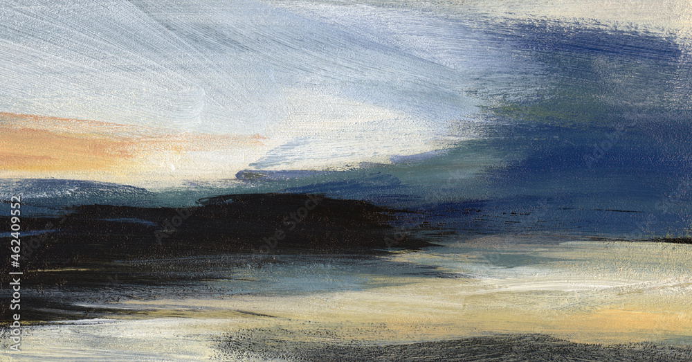 Abstract hand painted landscape. Versatile artistic image for creative ...