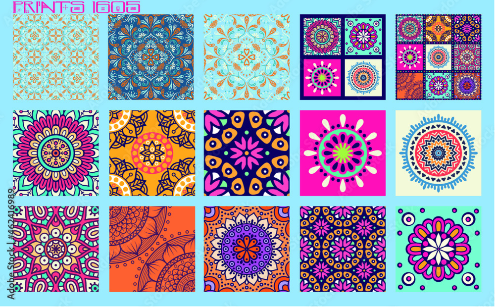 Pattern vector tiles traditional textures ornamental ceramics Spanish ...