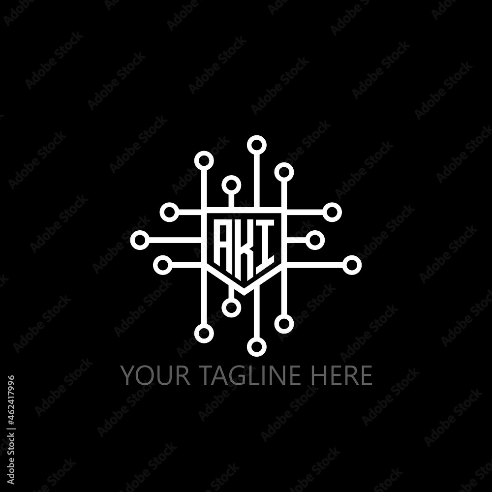 AKI letter logo design on black background.AKI creative initials letter ...
