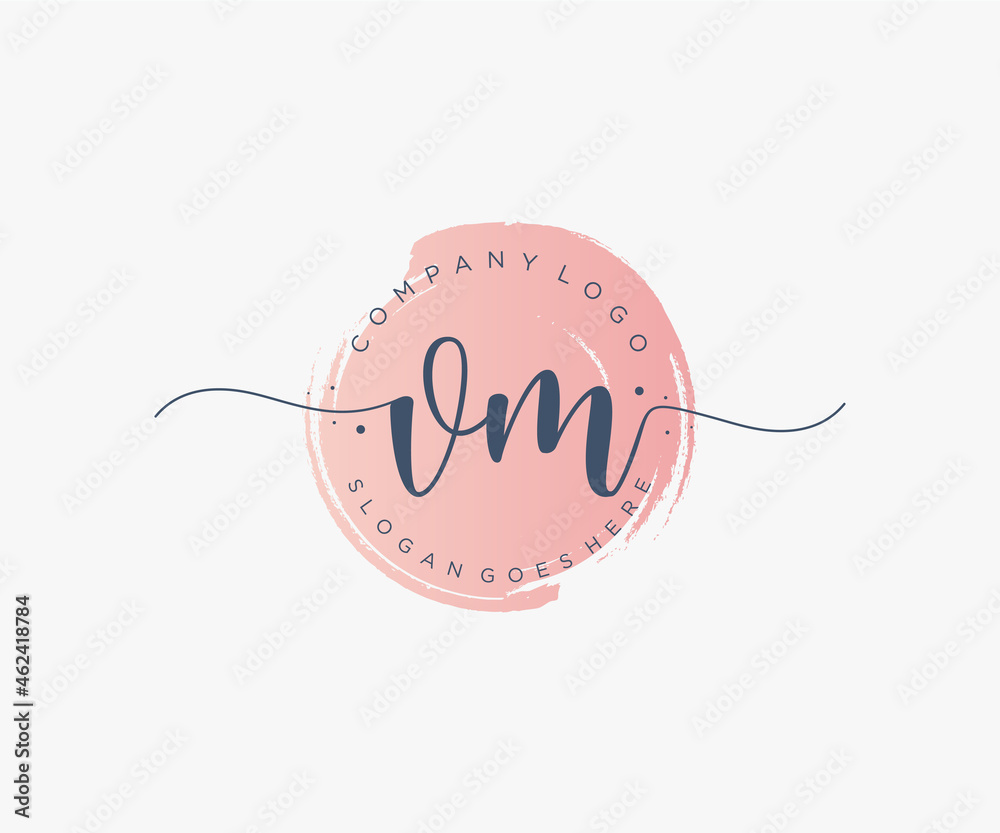 Initial VM feminine logo. Usable for Nature, Salon, Spa, Cosmetic and ...