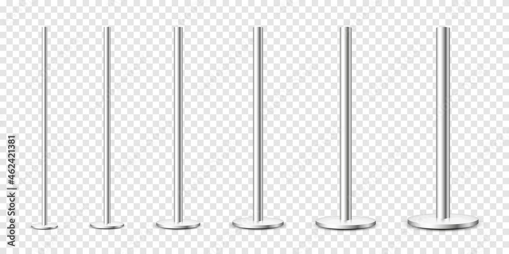Realistic metal poles collection isolated on transparent background ...