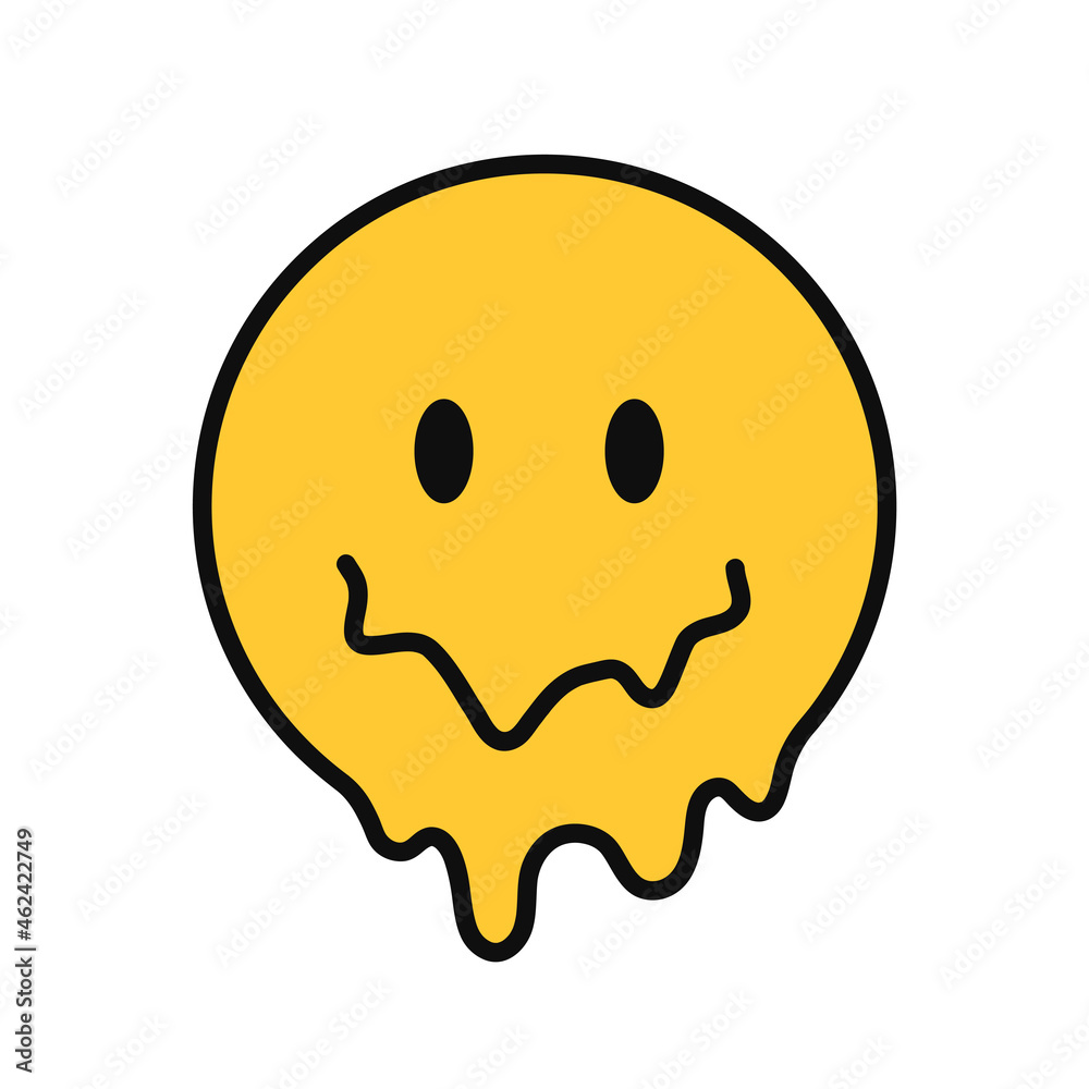Funny melt smile faces. Vector hand drawn doodle cartoon character ...