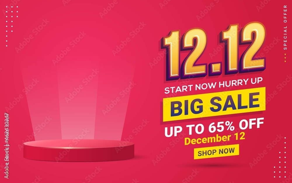 Vector of 12.12 Shopping day Poster or banner with blank product podium ...