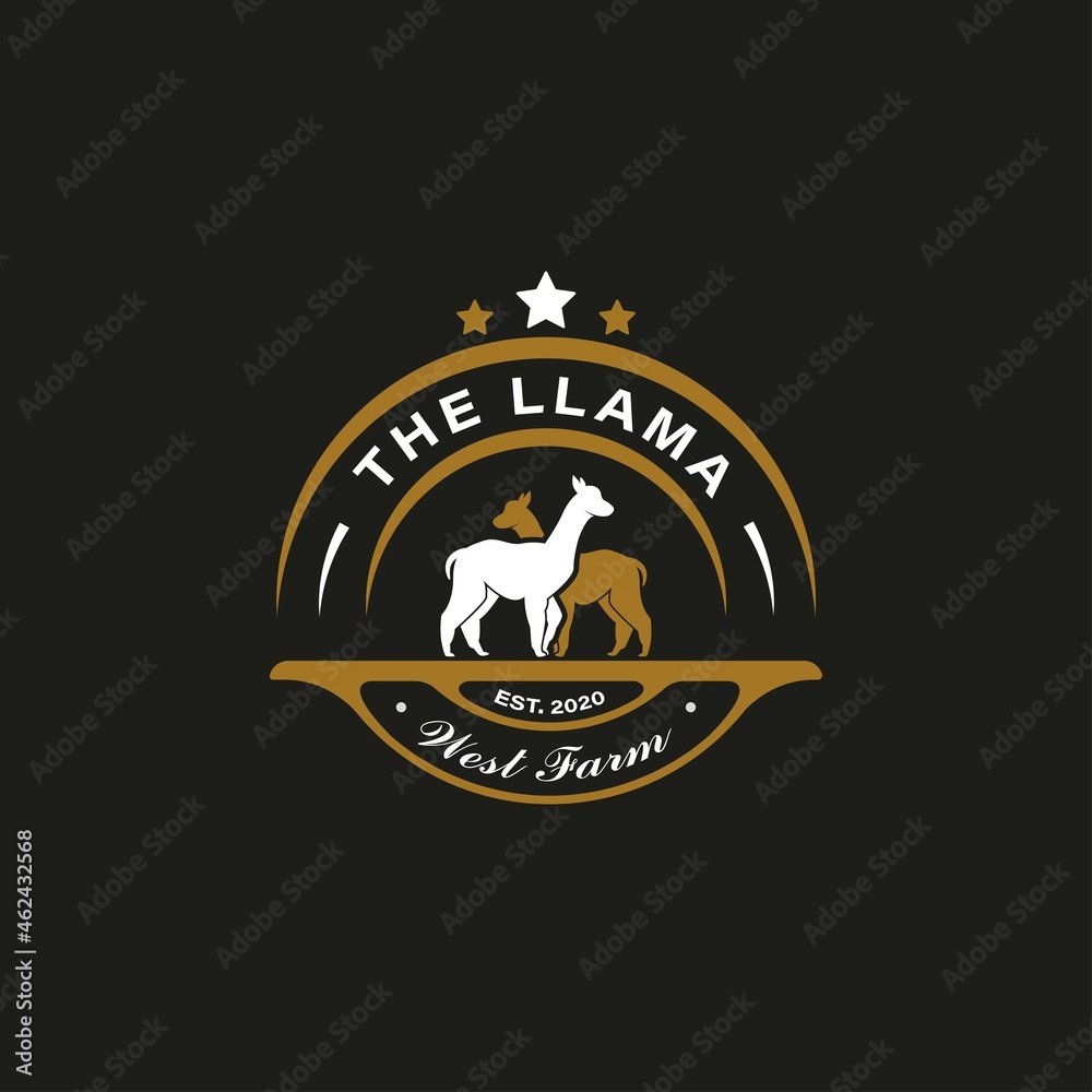 Llama Logo Vintage. With llama, or alpaca icon symbol. Retro, classic ...