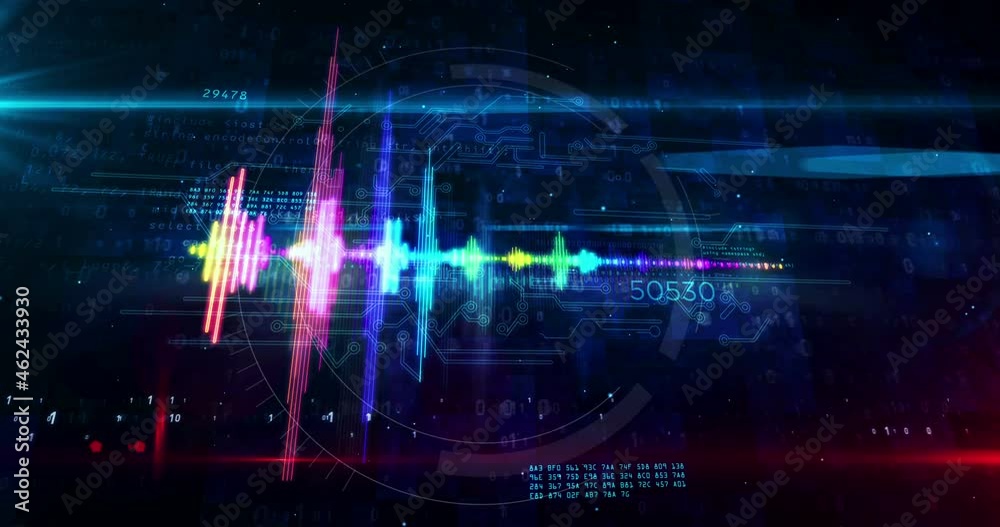 Vidéo Stock Audio spectrum voice neon sign concept, radio sound wave ...