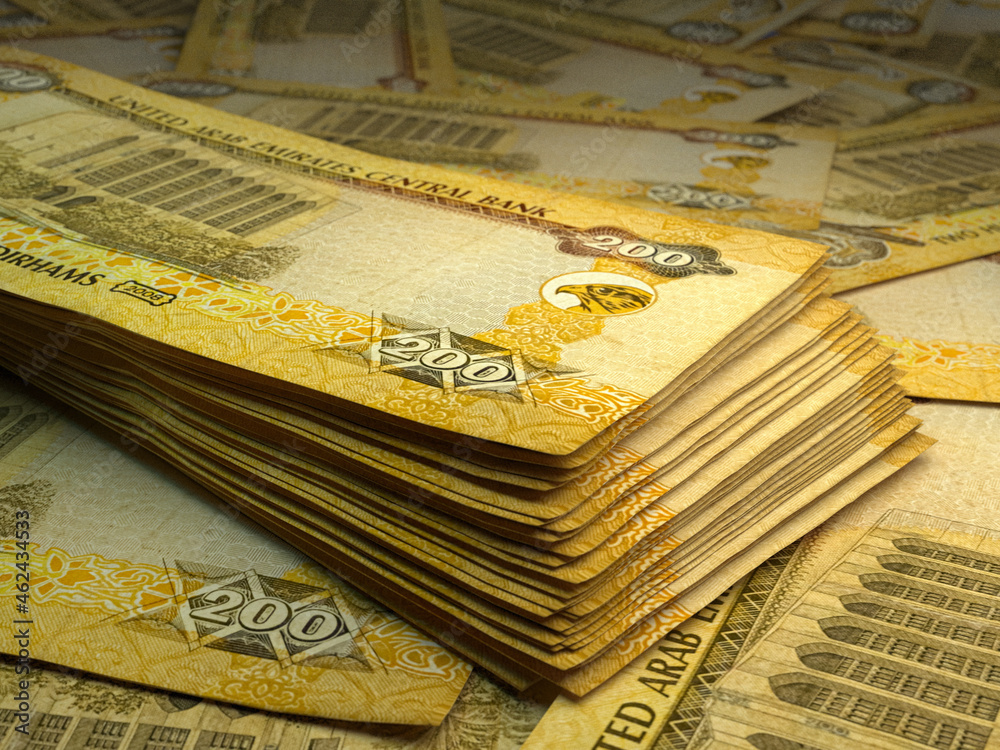 United Arab Emirates money. United Arab Emirates dirham banknotes. 200 ...