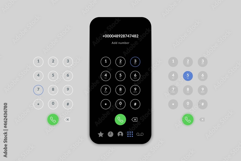 Phone call dial. Realistic mobile phone screen with number pad dial ...