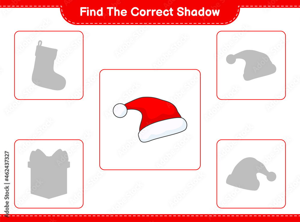 Find the correct shadow. Find and match the correct shadow of Santa Hat ...