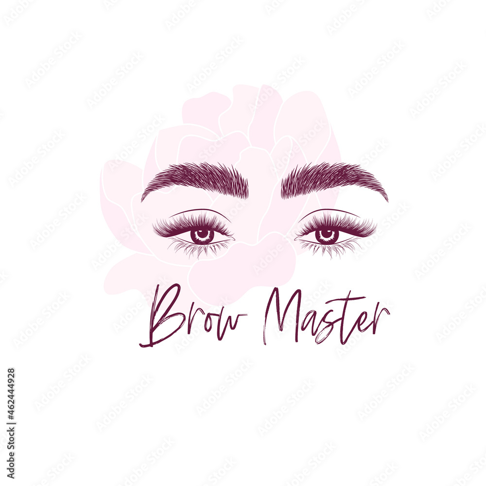Brow master logo on pink background for beauty studio Stock Vector ...