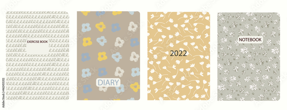 Set of cover page templates based on seamless patterns in boho colors ...