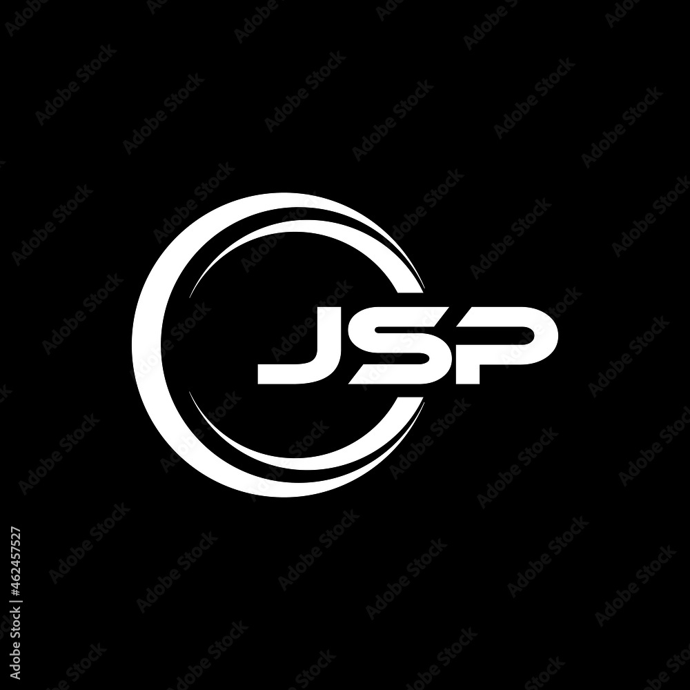JSP letter logo design with black background in illustrator, vector ...