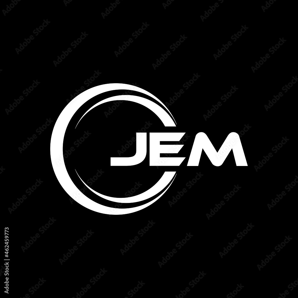 JEM letter logo design with black background in illustrator, vector logo modern alphabet font ...