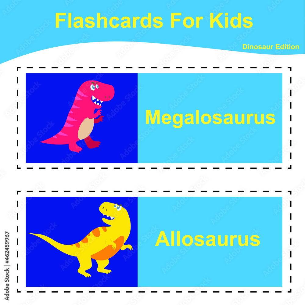 Vector set of dinosaur collections flashcard. Dinosaur educational ...