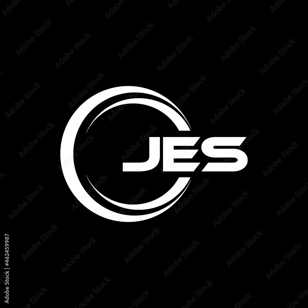 Vecteur Stock JES letter logo design with black background in ...