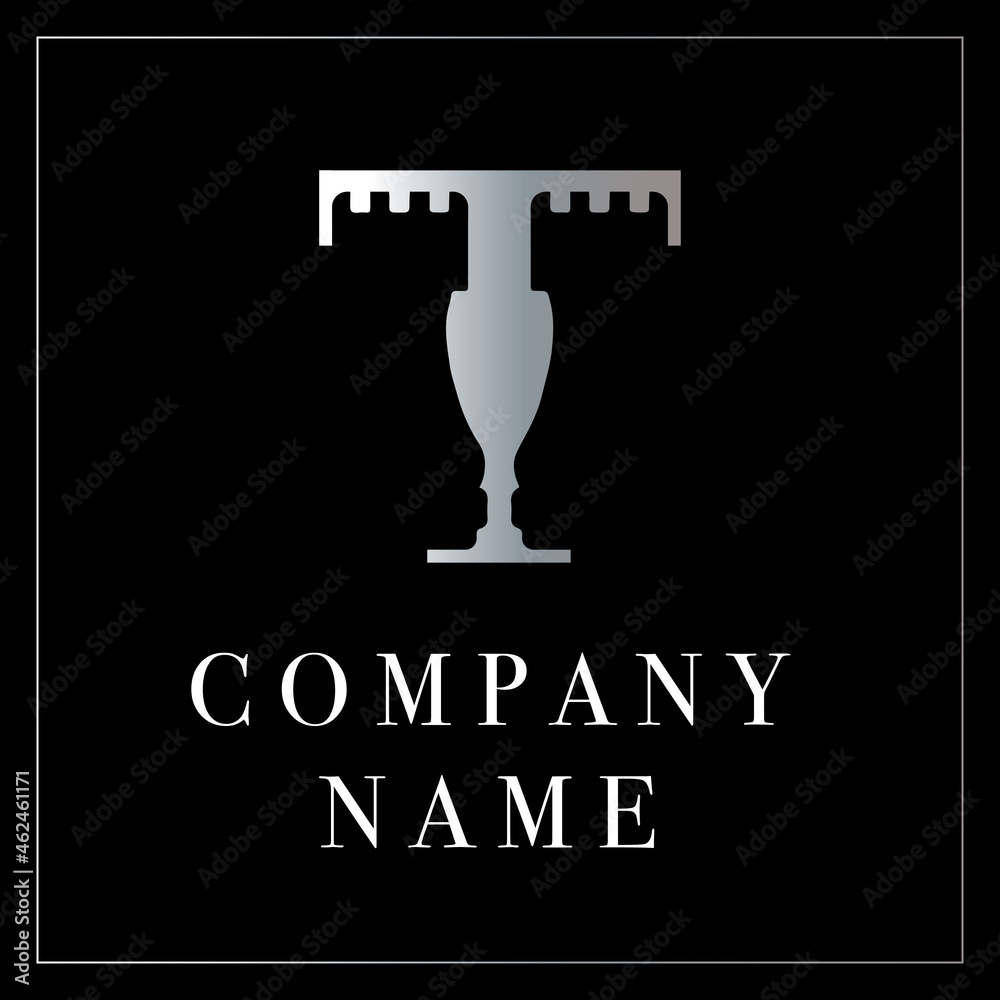 powerful and elite logo for the brand, two rooks formed the letter T ...