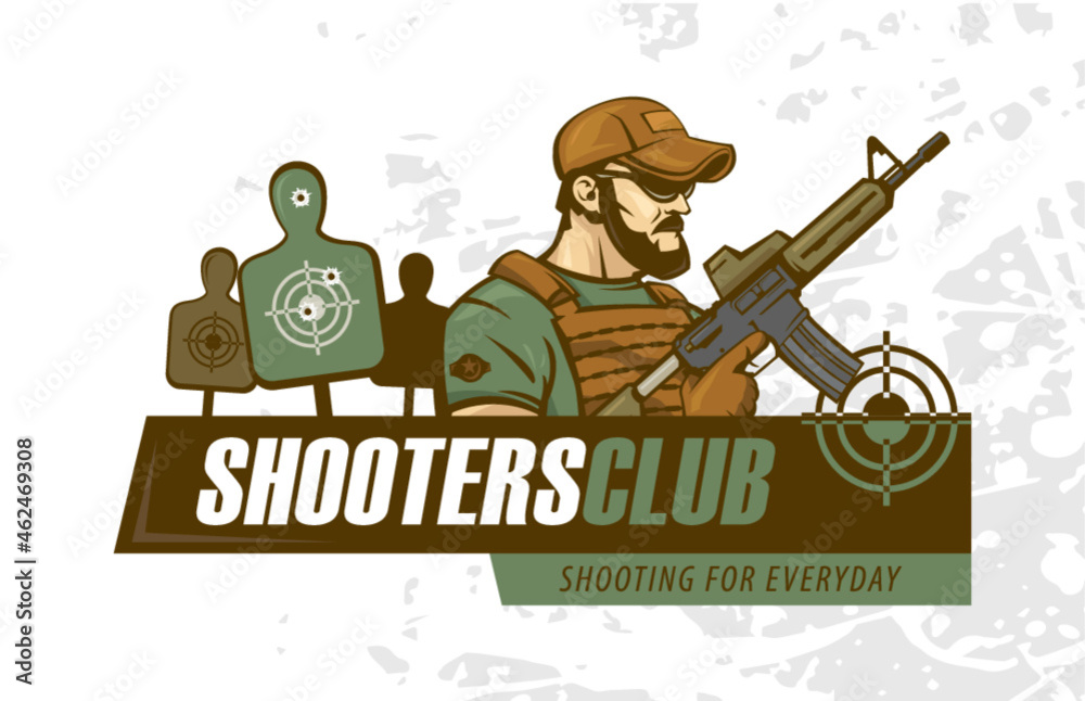 Special forces soldier holds a machine gun against the background of ...