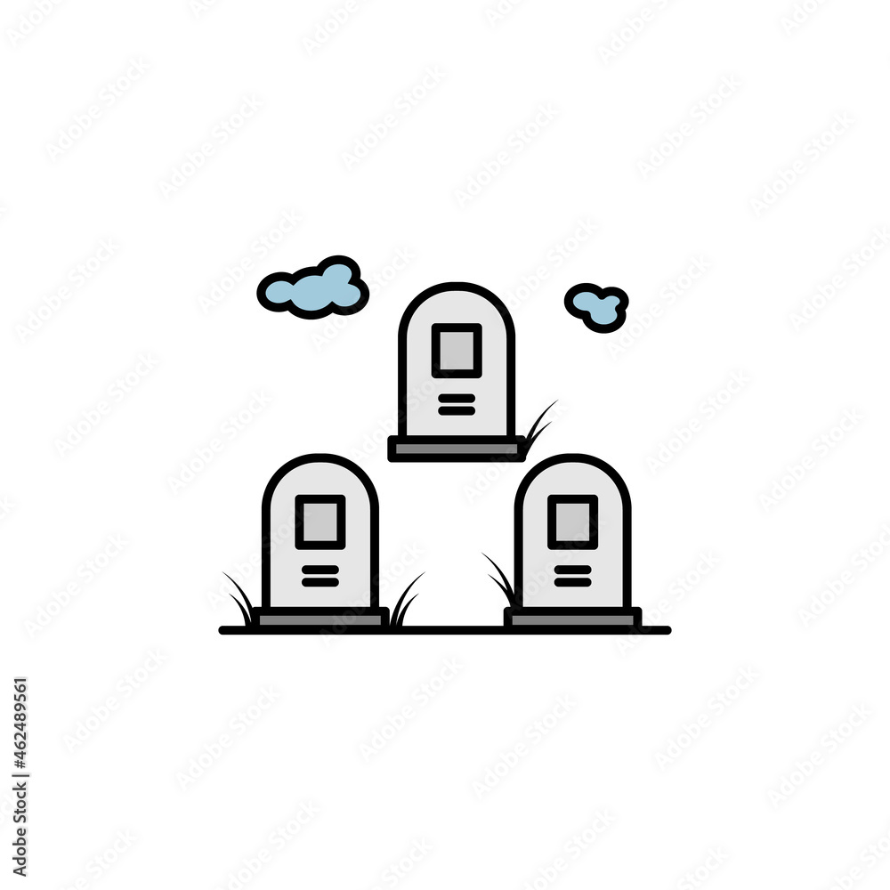 graveyard line illustration colored icon. Signs and symbols can be used ...