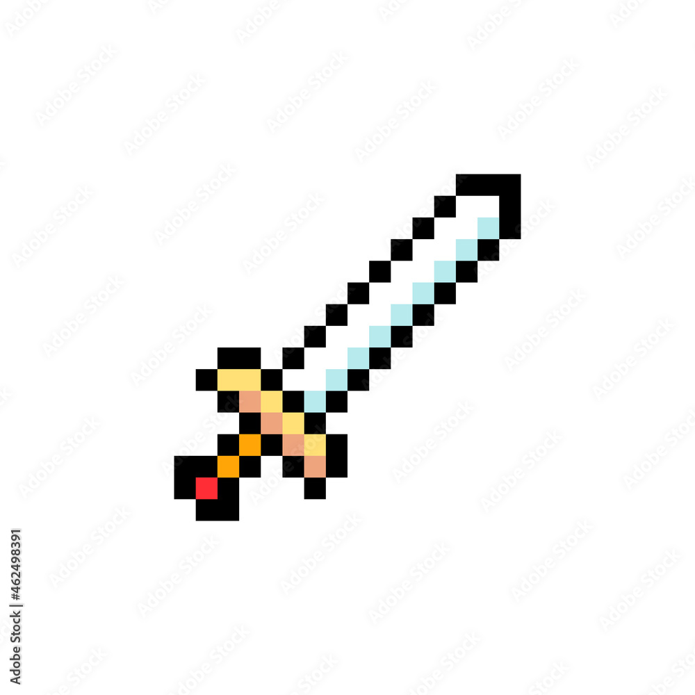Sword 8-bit pixel graphics icon. Pixel art style. Game assets. 8-bit ...