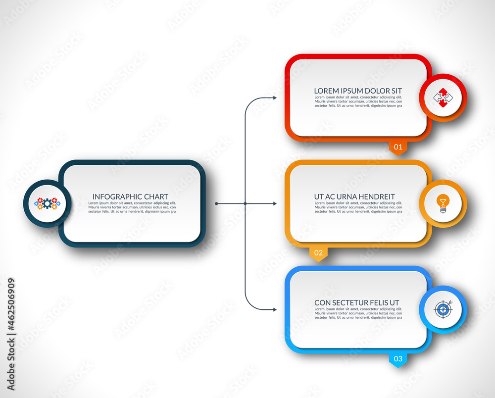 Infographic flow chart with 3 steps, parts, options. Modern ...