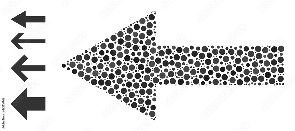 Round dot collage arrow left. Vector mosaic is based on arrow left icon ...