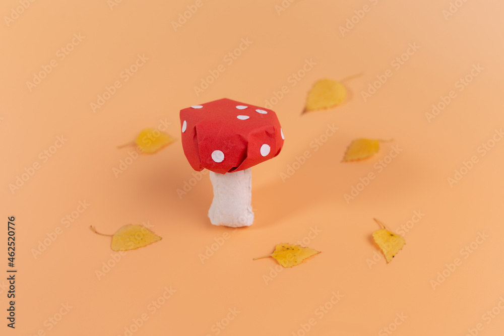 handmade craft for kids, how to make mushroom from paper, easy tutorial ...