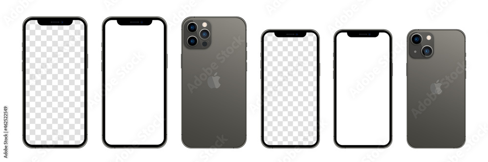 New iPhone 13, Pro Max, Mini Mock-up. Vector realistic iphone screen ...