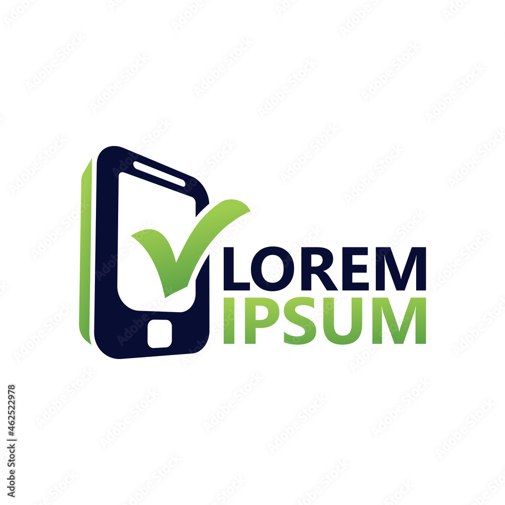 Check mobile phone logo template design Stock Vector | Adobe Stock