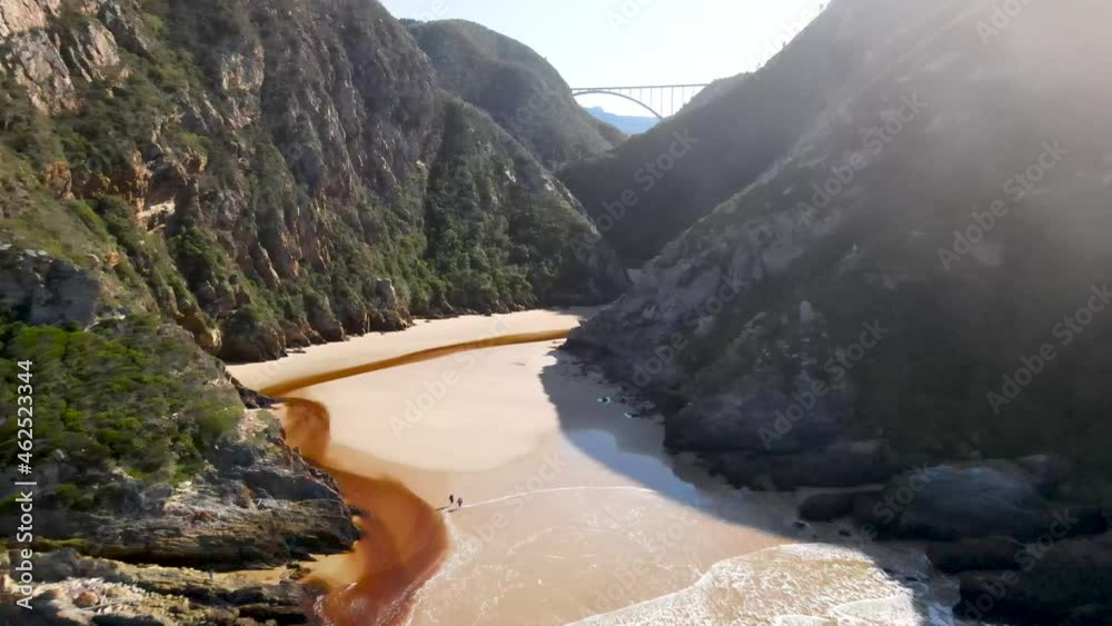 Aerial view of Bloukrans River mouth Otter trail hike Garden Route ...