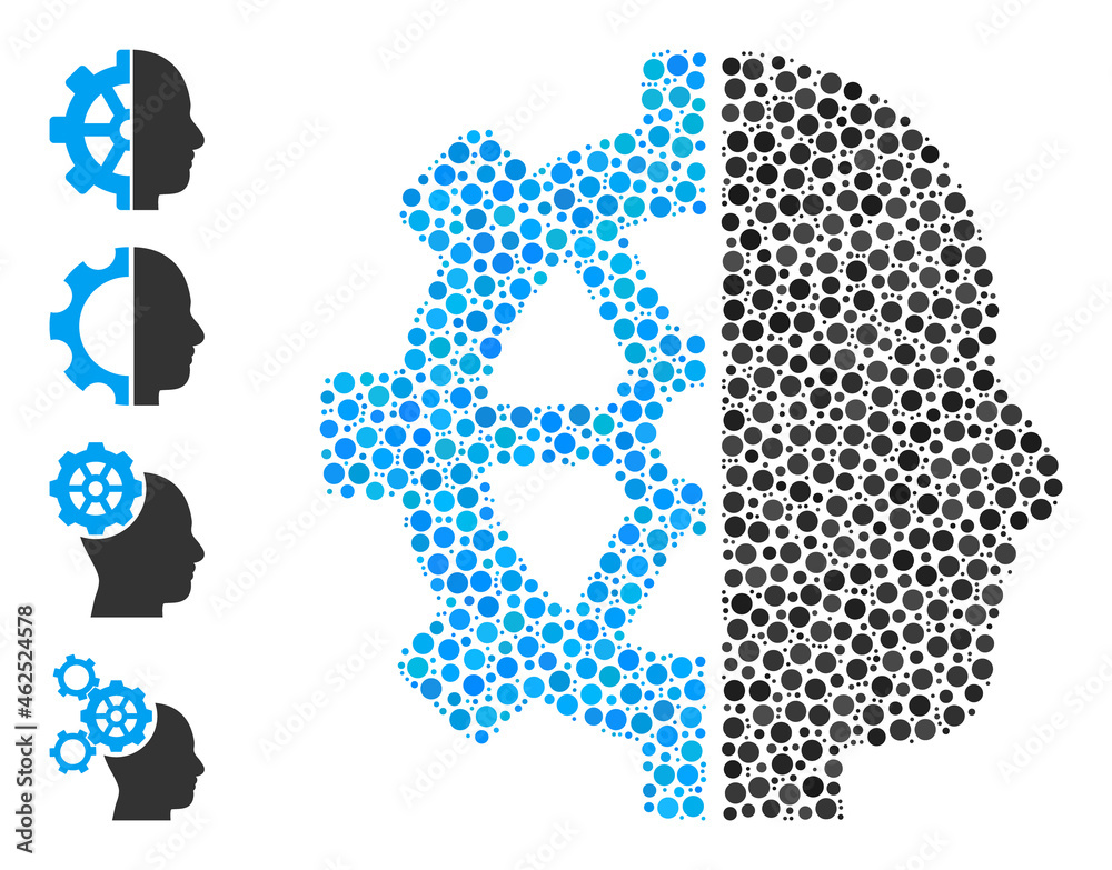 Round dot mosaic cyborg gear. Vector mosaic is based on cyborg gear ...