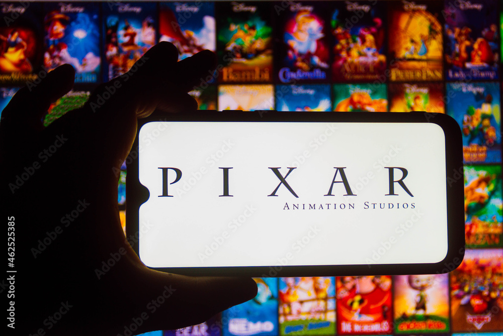 October 7, 2021, Brazil. In this photo illustration the Pixar Animation ...