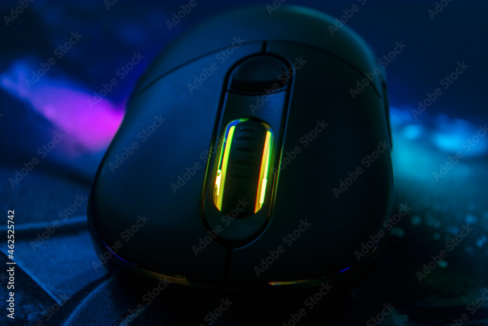 Gaaming mouse in a neon concept Stock Photo | Adobe Stock