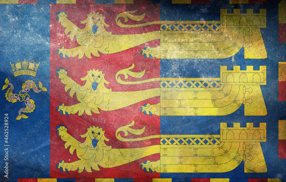 Top view of retro flag of Lord Warden Cinque Ports, Lord Boyce . grunge ...