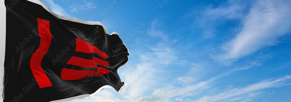 Master Slave Pride flag waving in the wind at cloudy sky. Freedom and ...