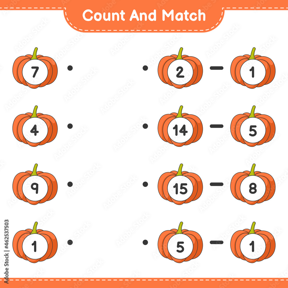 Count and match, count the number of Pumpkin and match with the right ...