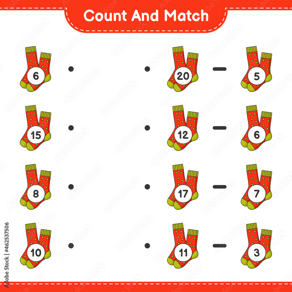 Count and match, count the number of Socks and match with the right ...
