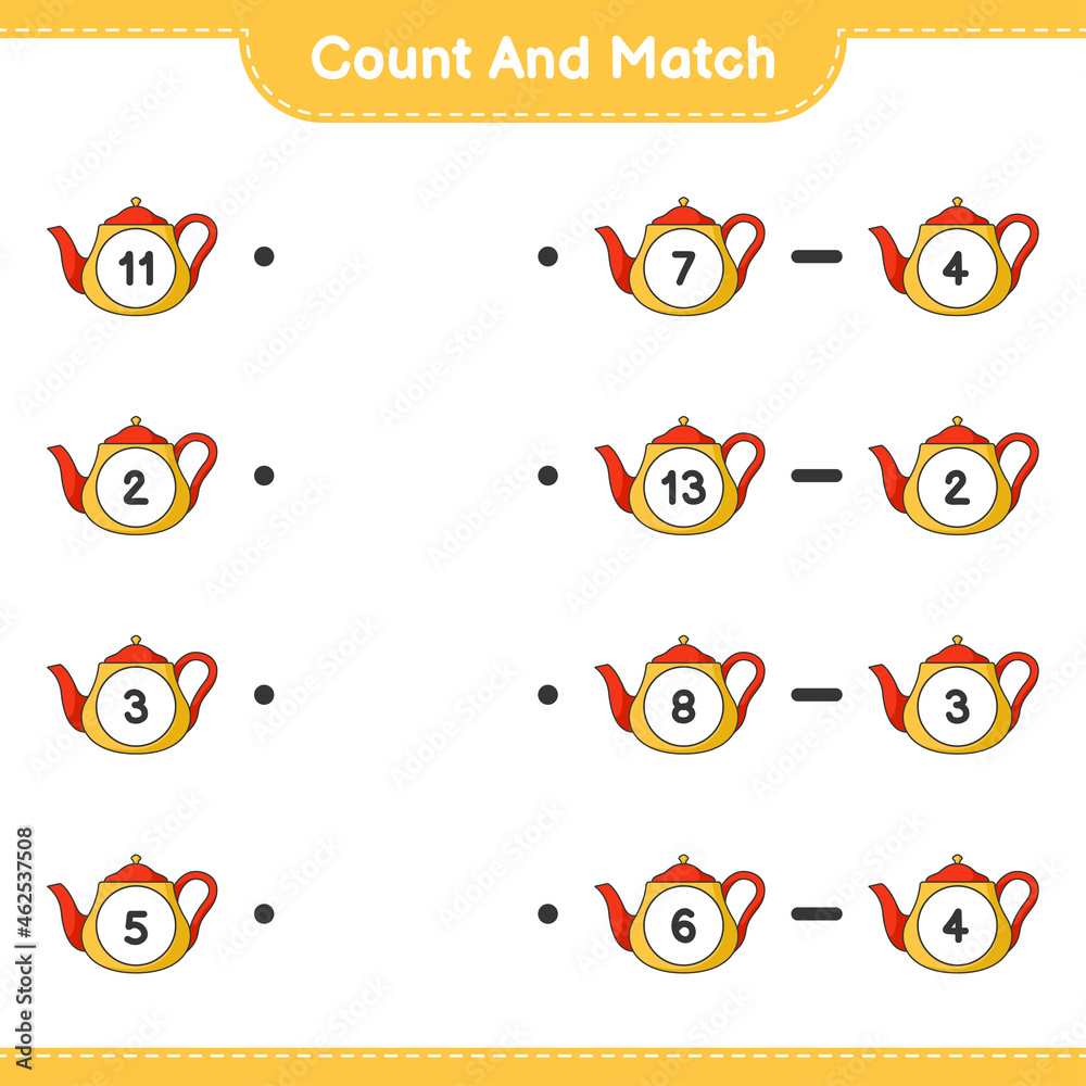 Count and match, count the number of Teapot and match with the right ...
