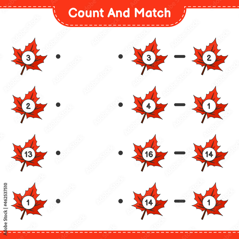 Count and match, count the number of Maple Leaf and match with the ...