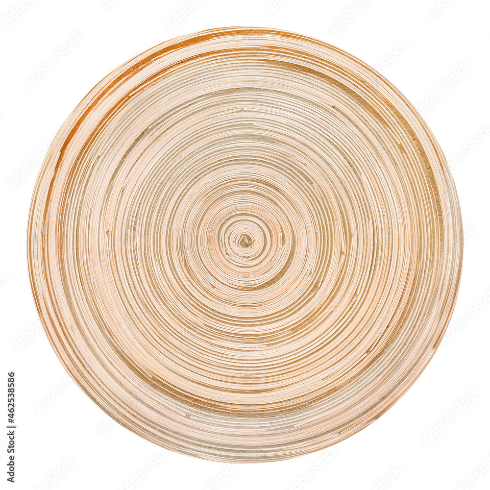 Brown wooden circle line texture with white plaster design on tray ...